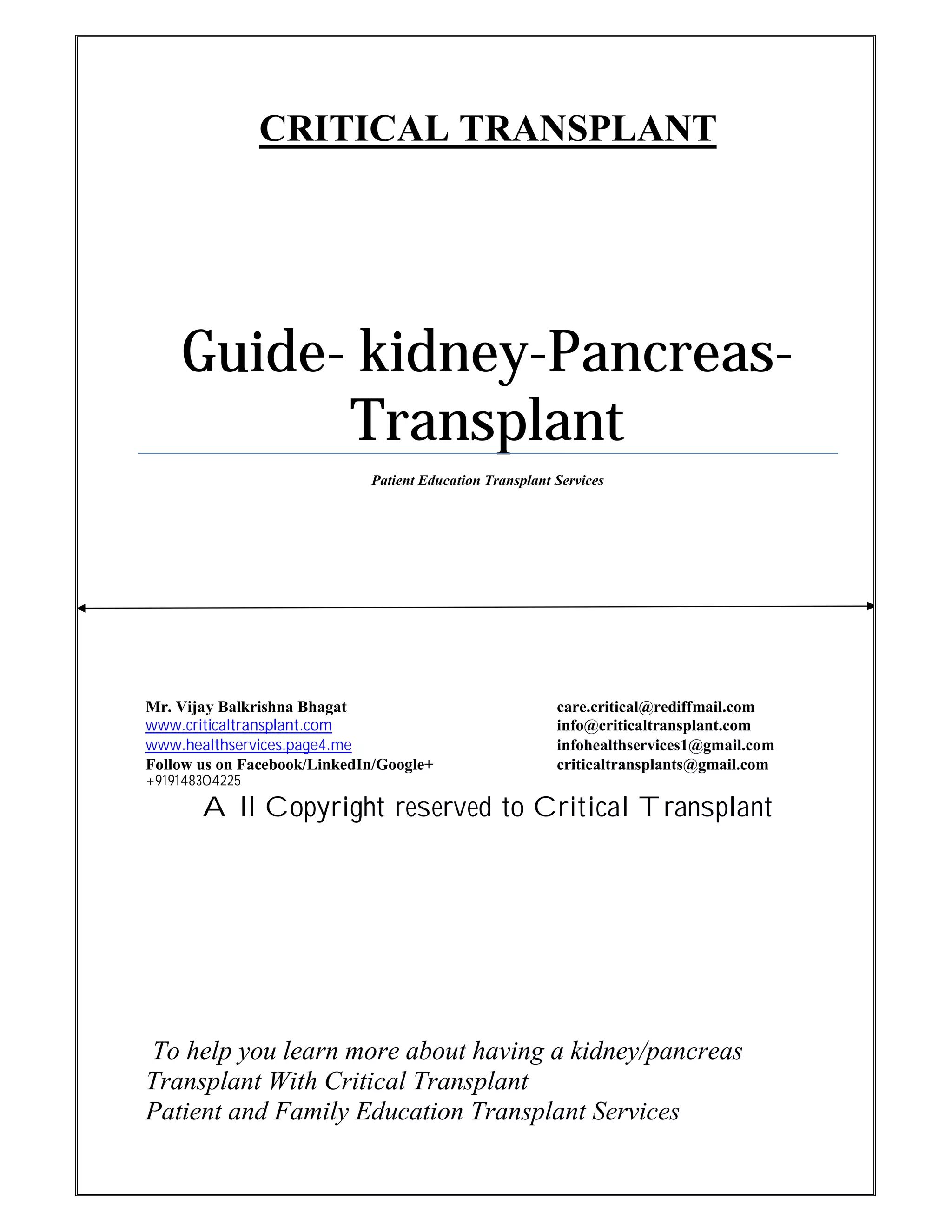 Guide- Kidney - Pancreas - Transplant | PDF