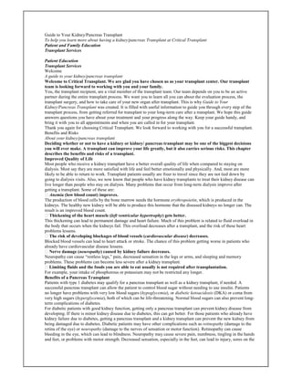 Guide- Kidney - Pancreas - Transplant | PDF