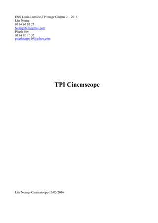 TPI cinemaScope final | PDF | Cameras and Camcorders | Consumer Electronics