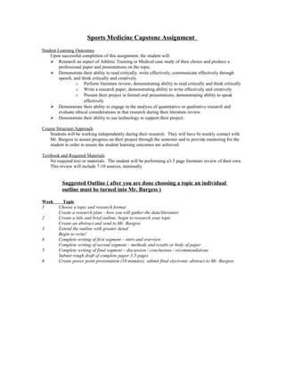 Sports Medicine Academy Capstone Assignment | DOC | Educational ...