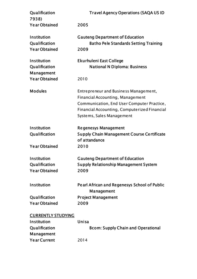 CURRICULUM B. Lesabane | PDF