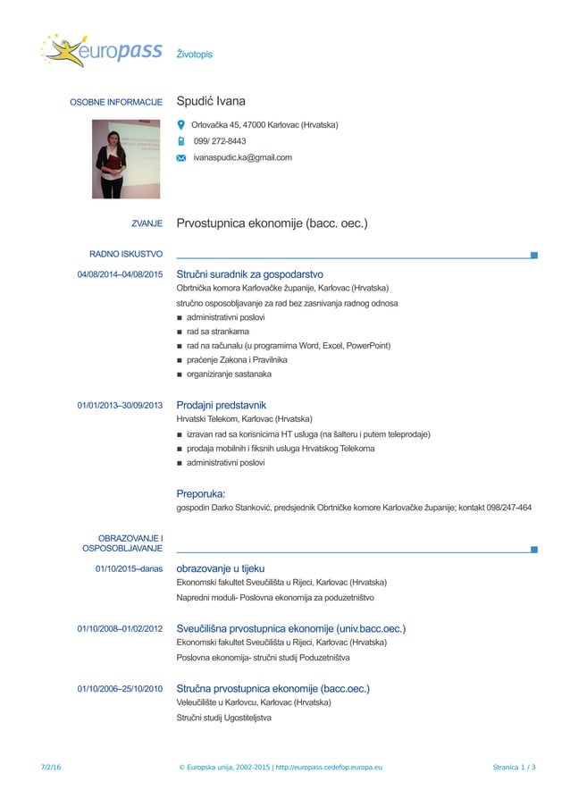 Ivana Spudic- CV Europass | PDF