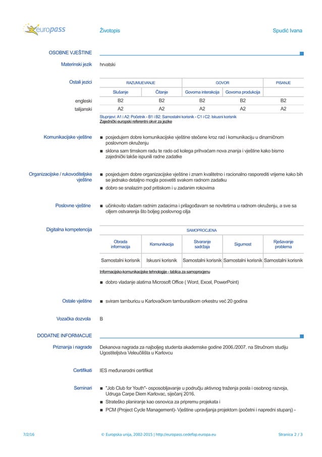 Ivana Spudic- CV Europass | PDF