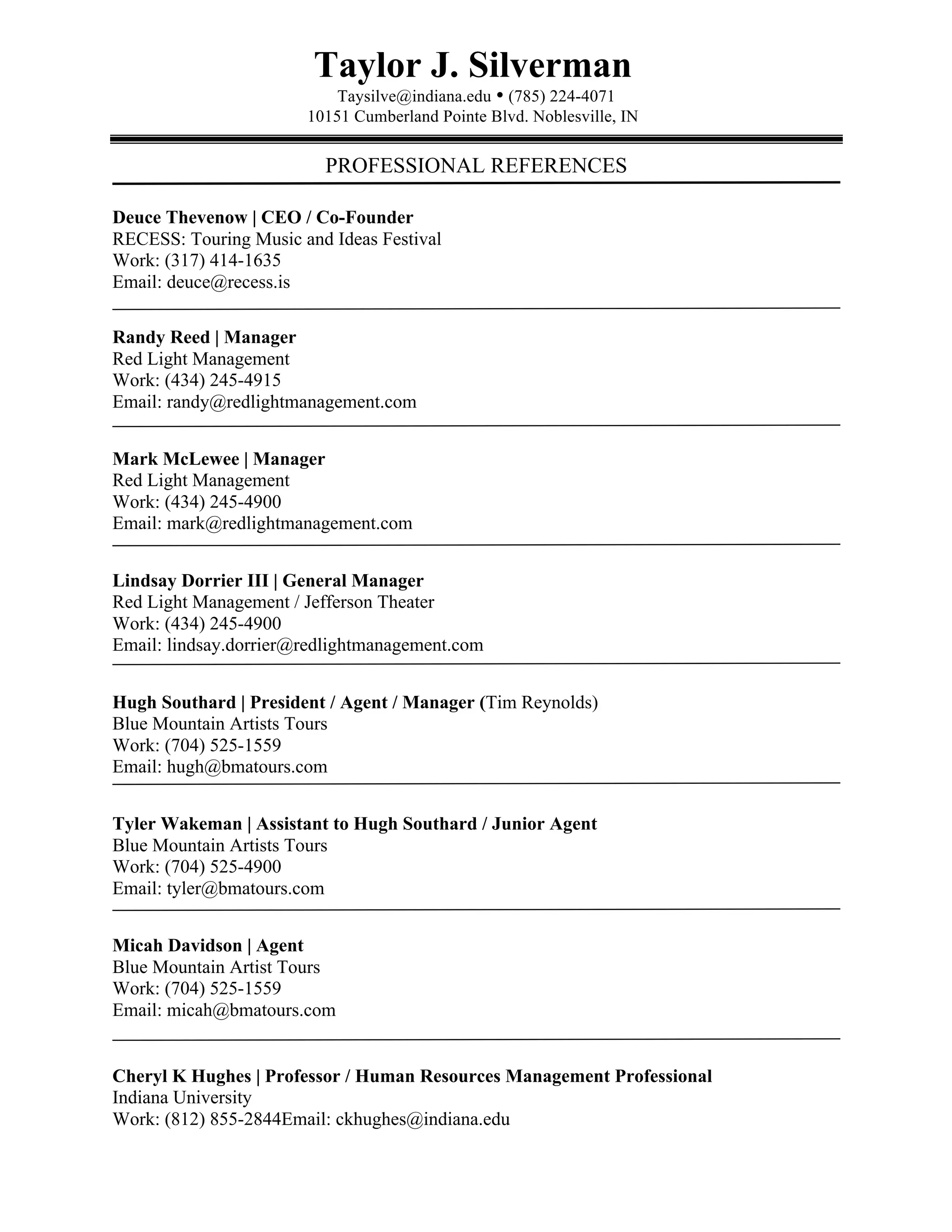 Resume Reference Sheet | PDF