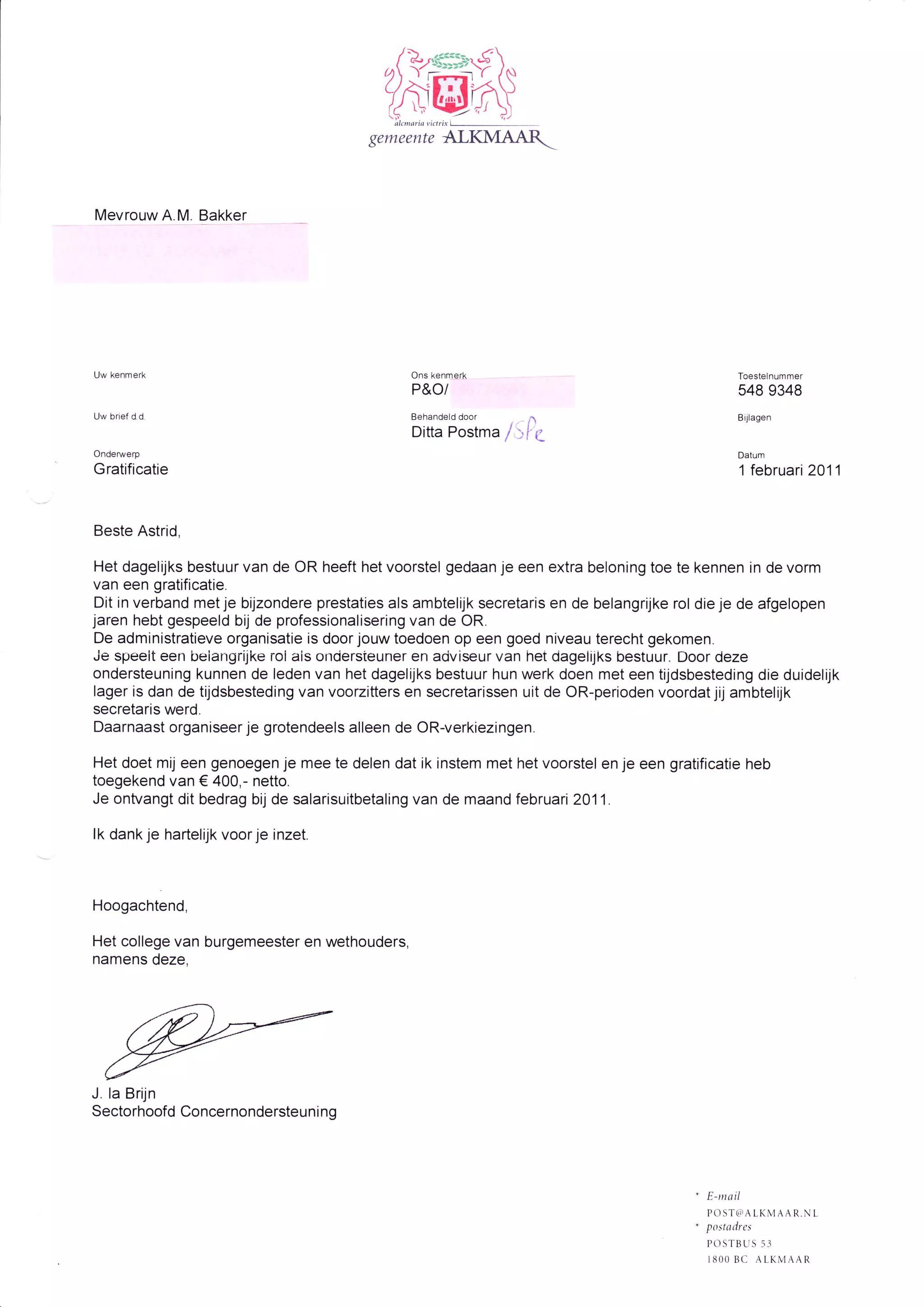 Brief - professionaliseren OR | PDF