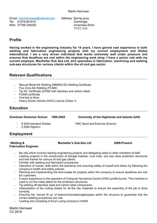 MARTIN JNR CV NEW 2016 | ODT