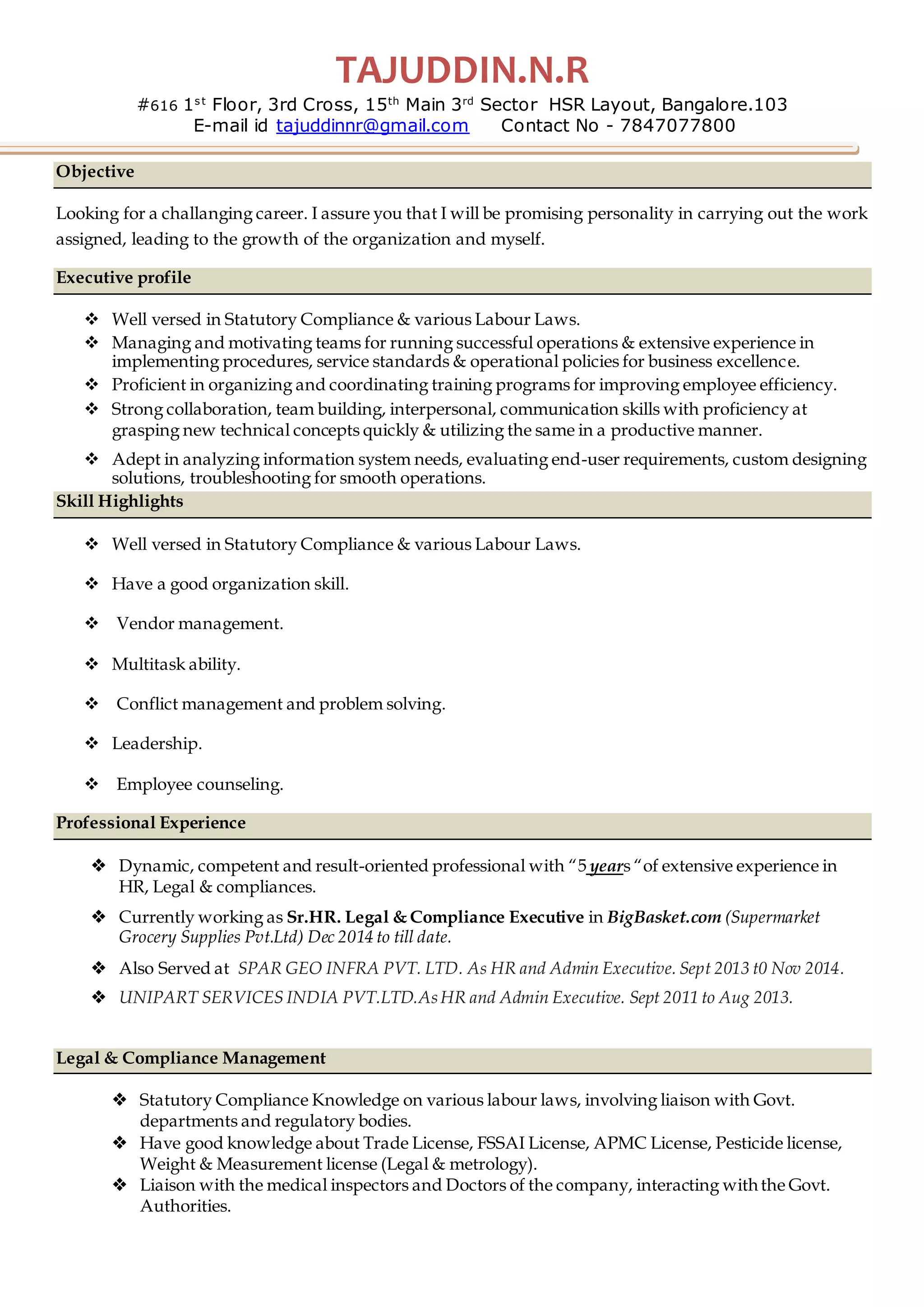 Tajuddin CV For HR Position. (4) | DOCX