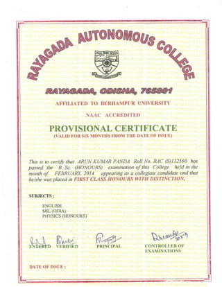 Provisional Certificate | PDF