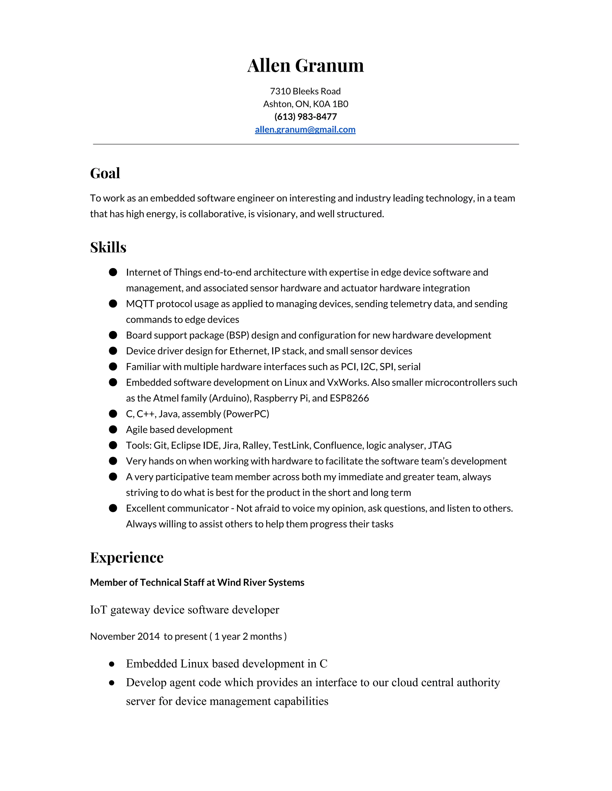 Resume - Allen Granum | PDF