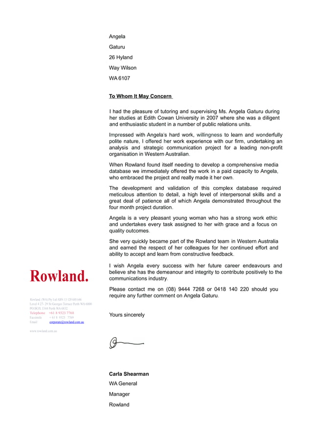 Work Experience recommendation letter | PDF