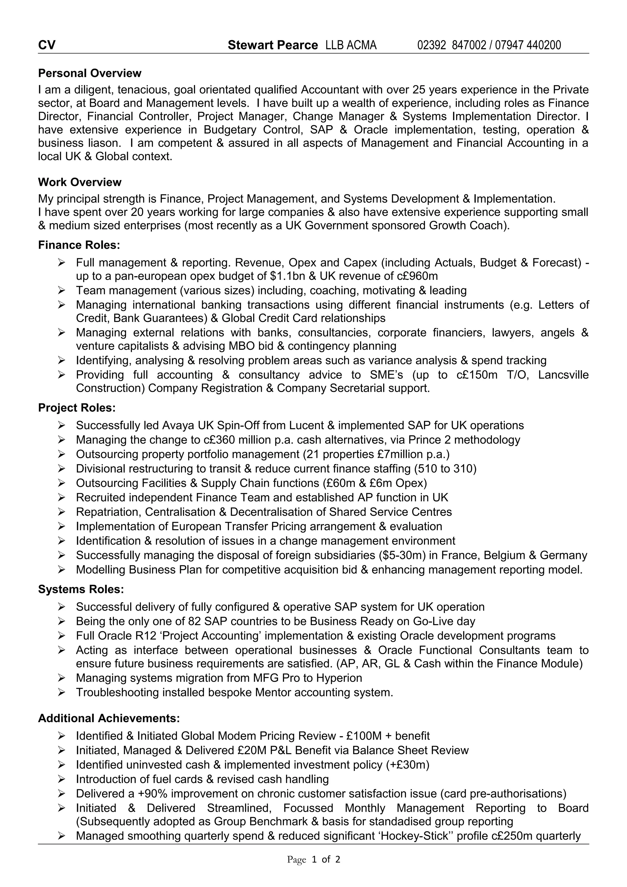 CV SP VERSION 3.2 | PDF