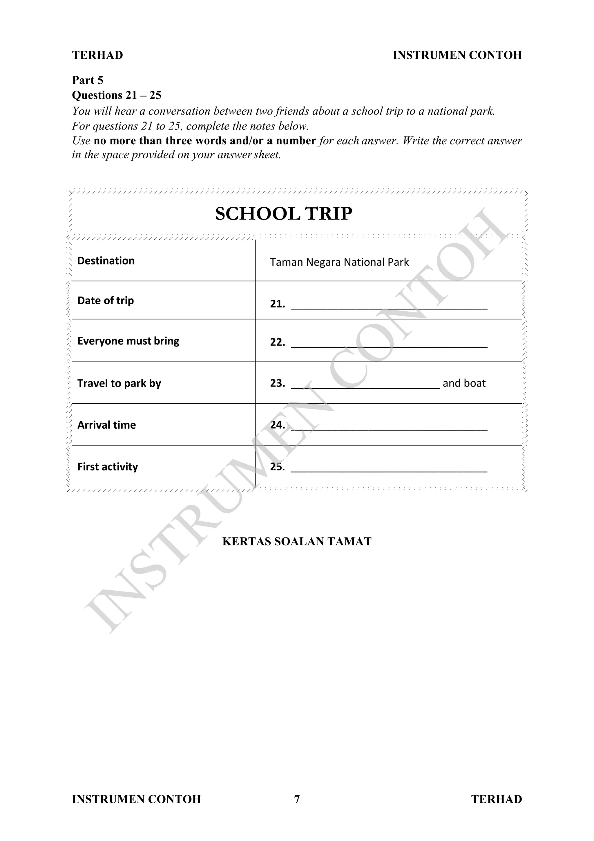 Pt3 listening sample test qp | PDF