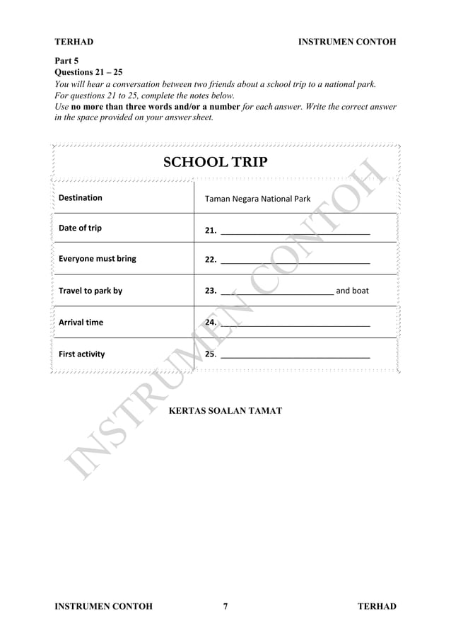Pt3 listening sample test qp | PDF