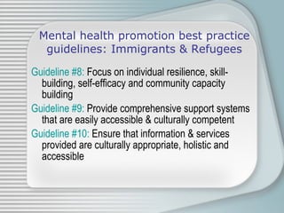 A8 promoting positive mental health for immigrants and refugees | PPT