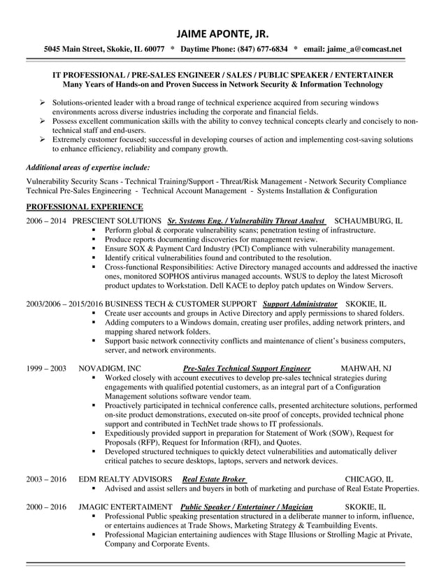Jaime Aponte Resume | PDF