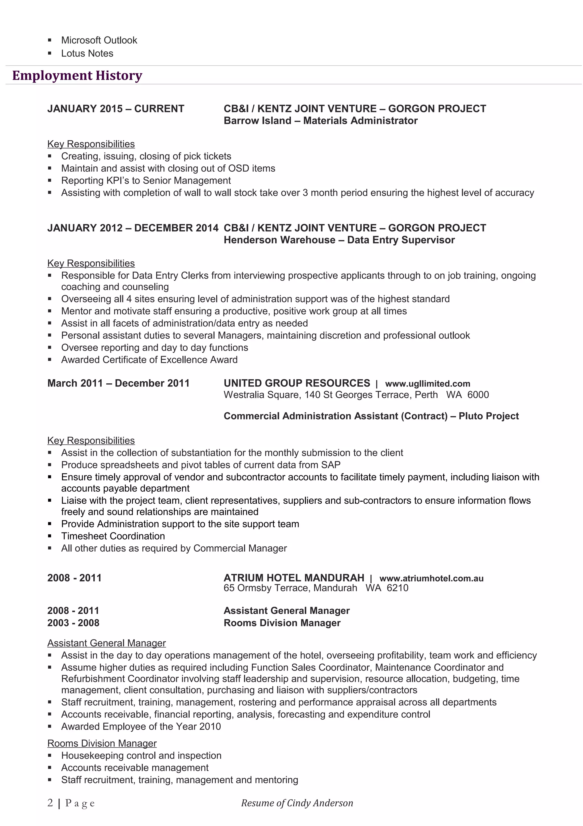 Anderson, Cindy RESUME 2016 | DOC