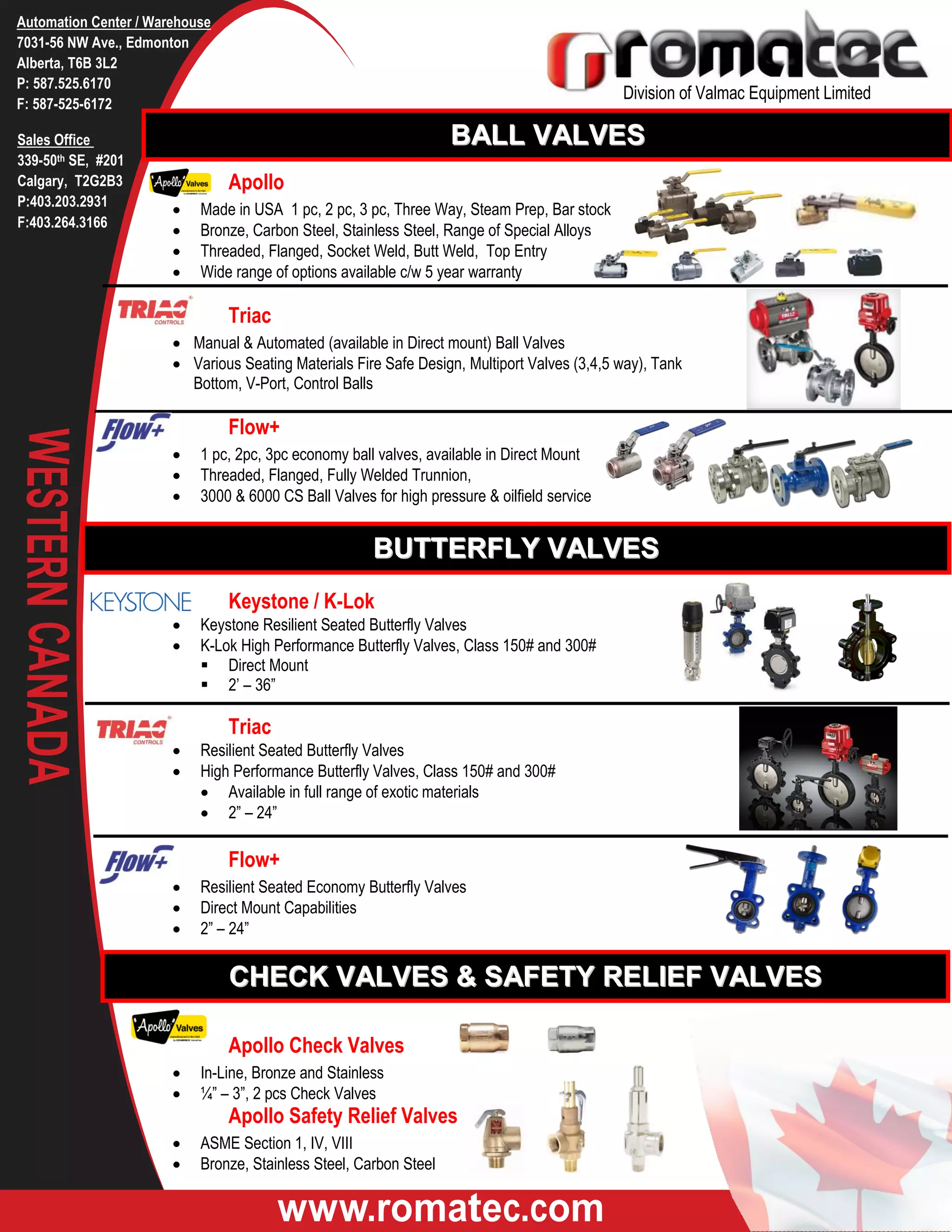 Romatec - Western Canada Product Line Card 07-15 | PDF