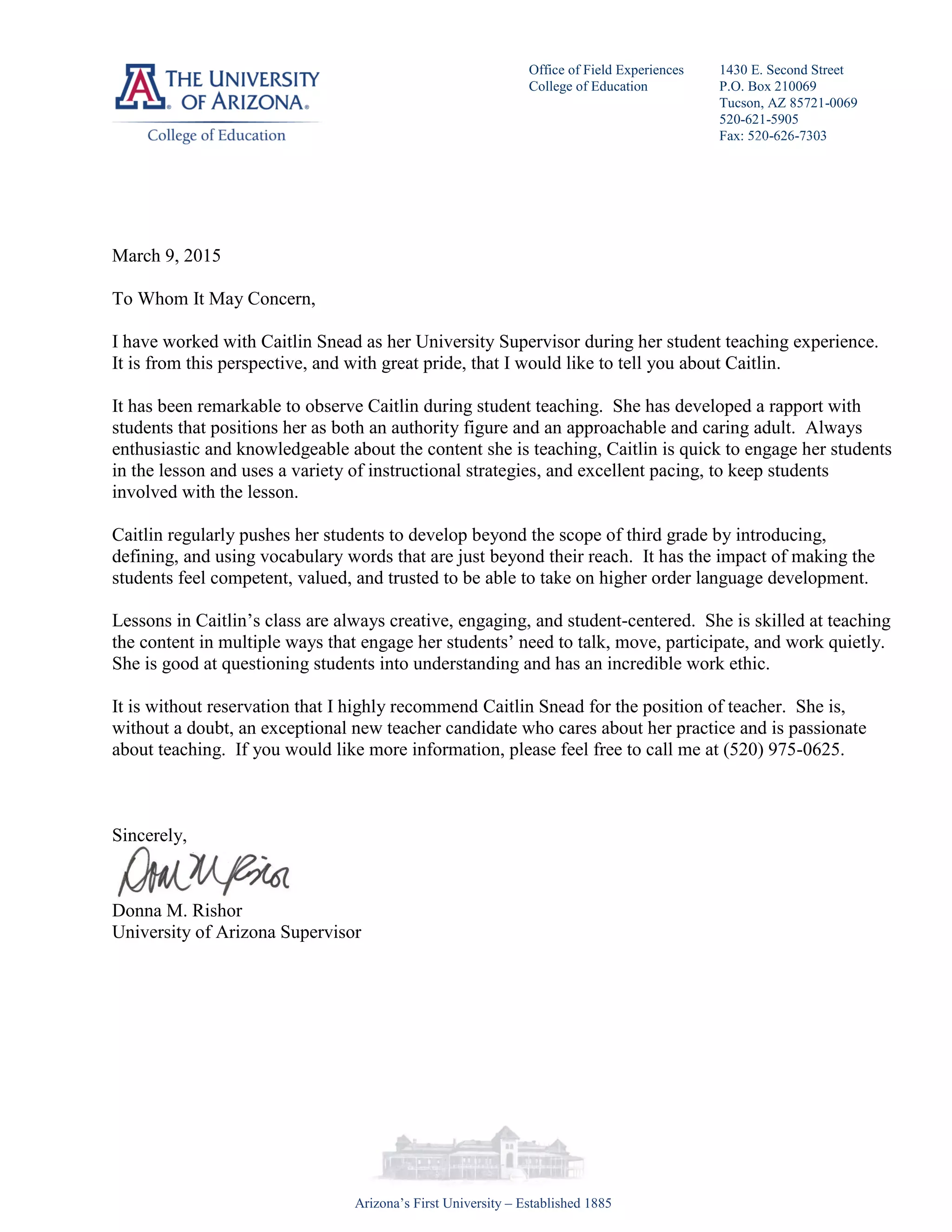 Caitlin Snead Reference Letter (3) | PDF