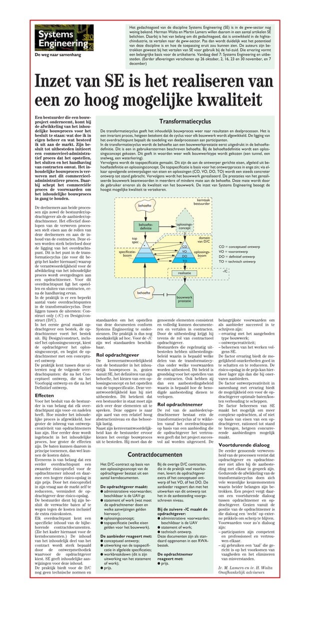 Systems engineering - de weg naar samenhang - uitbesteden | PDF