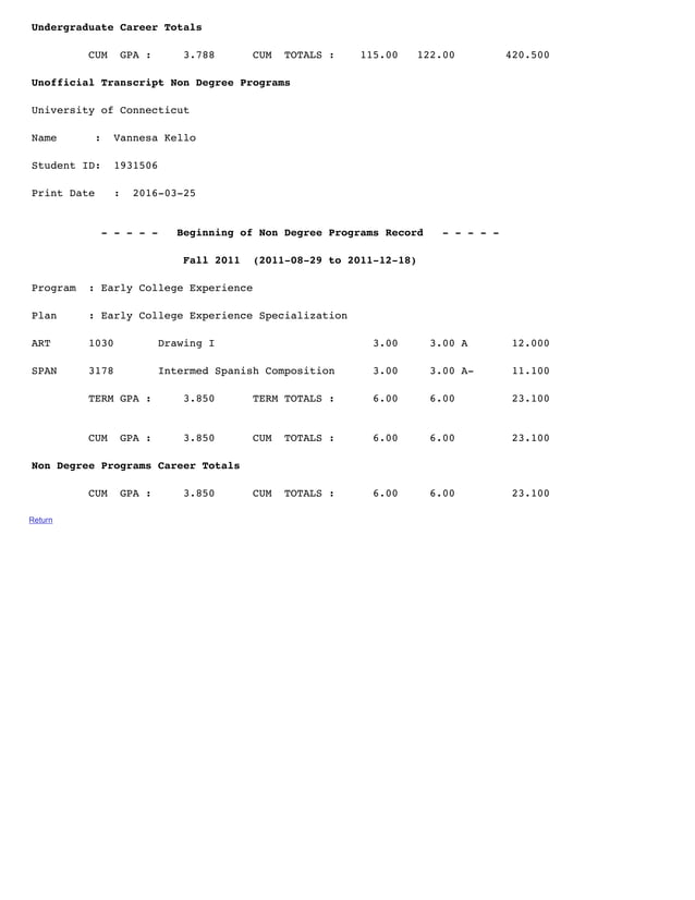 Unofficial Transcript Spring 2016 | PDF