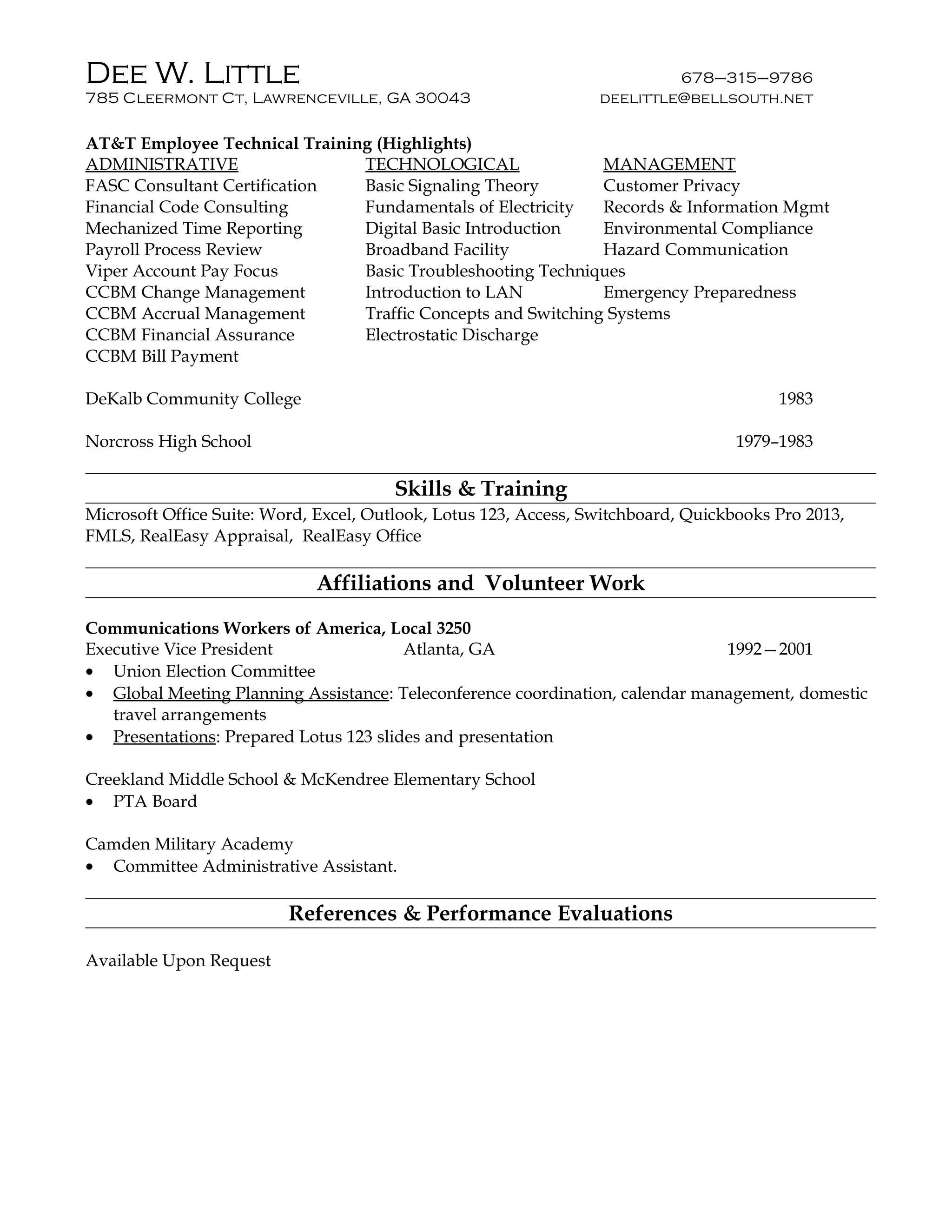 Dee Little Resume | DOC | Human Resources | Business