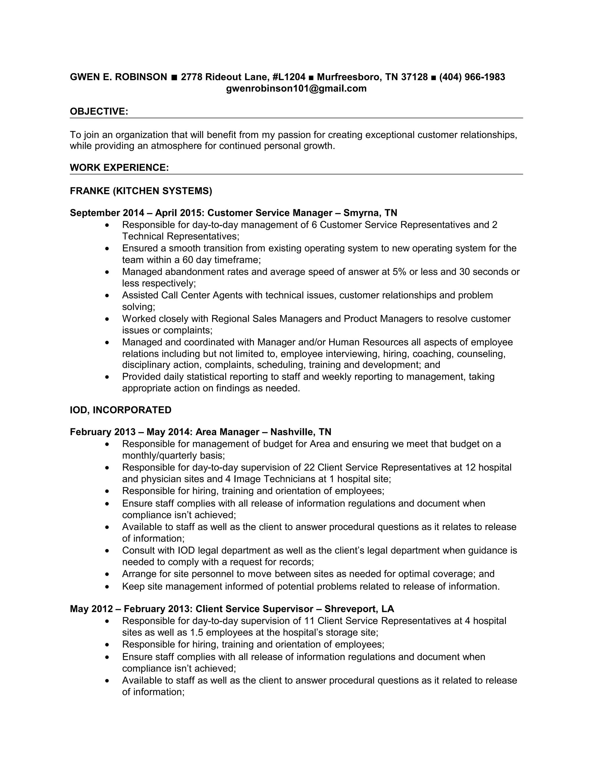 Gwen Robinson's Resume | DOC