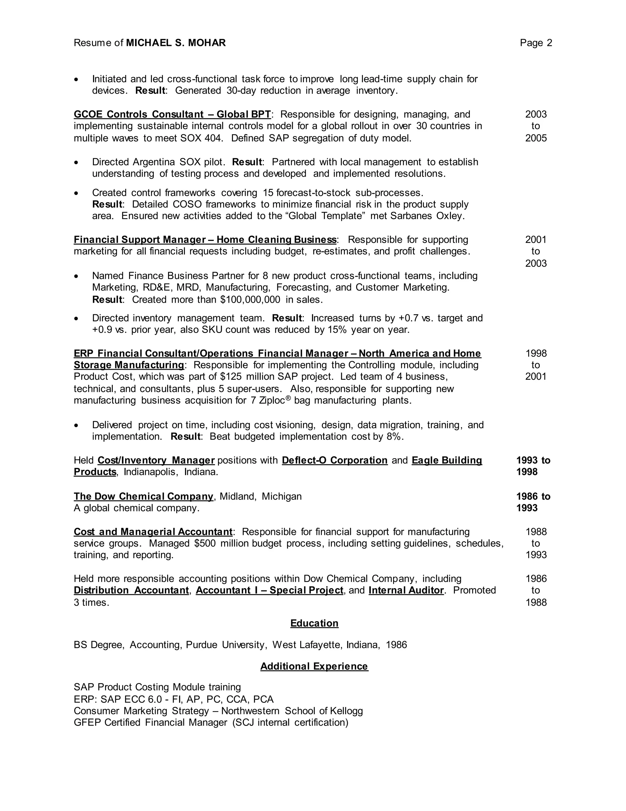 Michael Mohar Resume | DOCX
