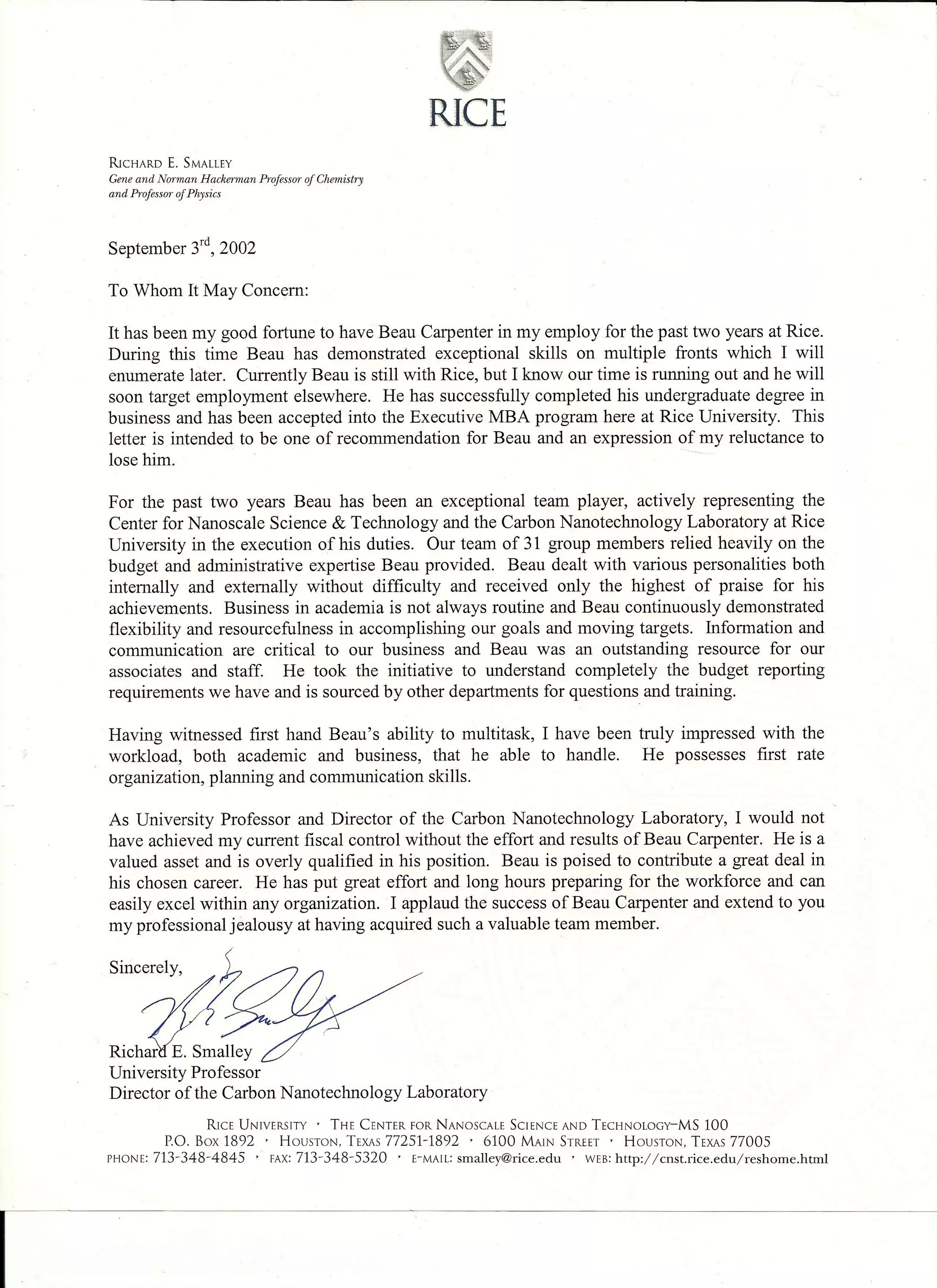 Nobel Laureate Letter of Recommendation | PDF