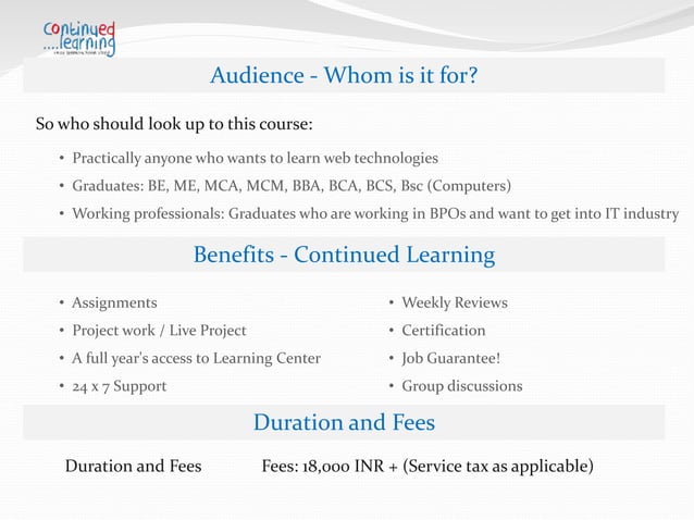 web -development- course - Continued - Learning | PPT