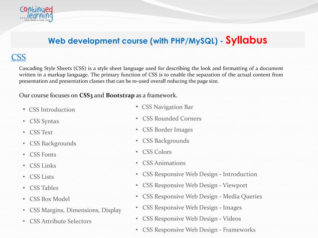 web -development- course - Continued - Learning | PPT
