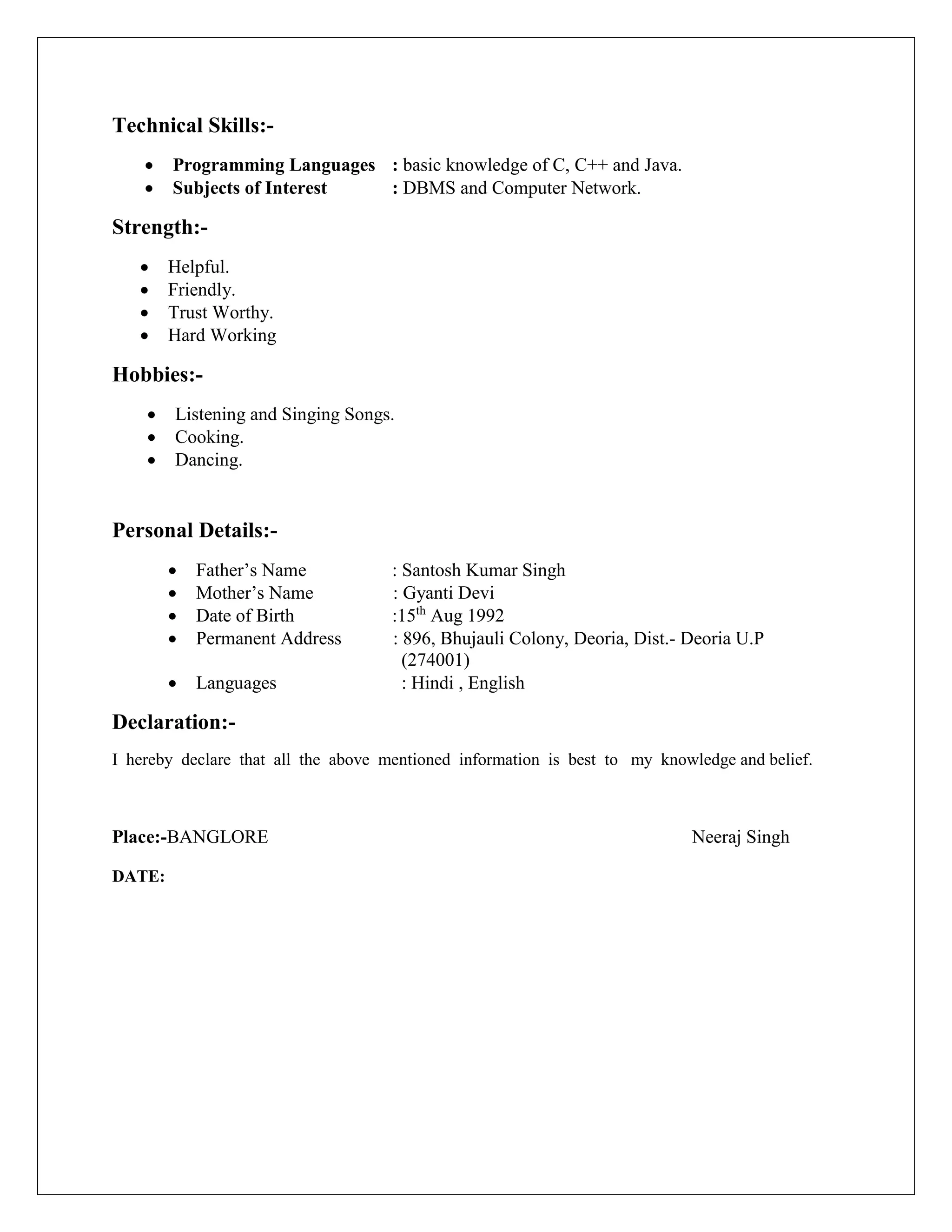neeraj resume new | PDF