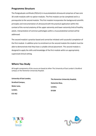 Postgraduate Certificate Musculoskeletal Ultrasound - Programme Summary ...