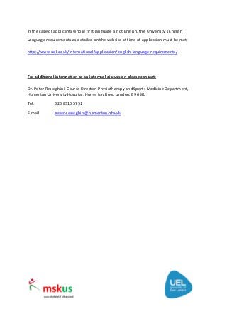 Postgraduate Certificate Musculoskeletal Ultrasound - Programme Summary ...