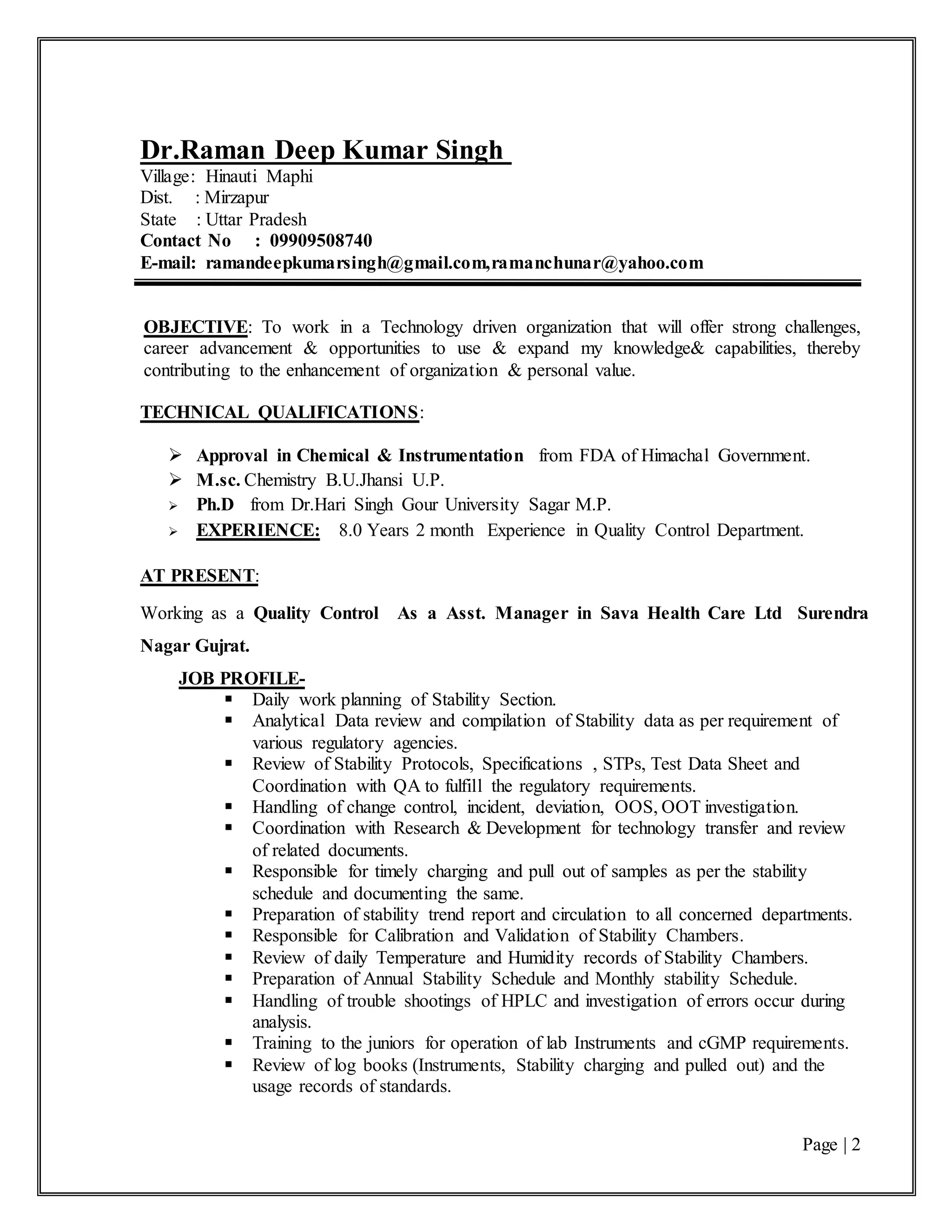 Resume _Dr.Raman Deep Singh | DOCX