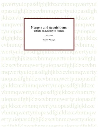 Mergers and Acquisitions and effects on employee morale | DOCX