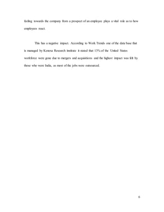 Mergers and Acquisitions and effects on employee morale | DOCX