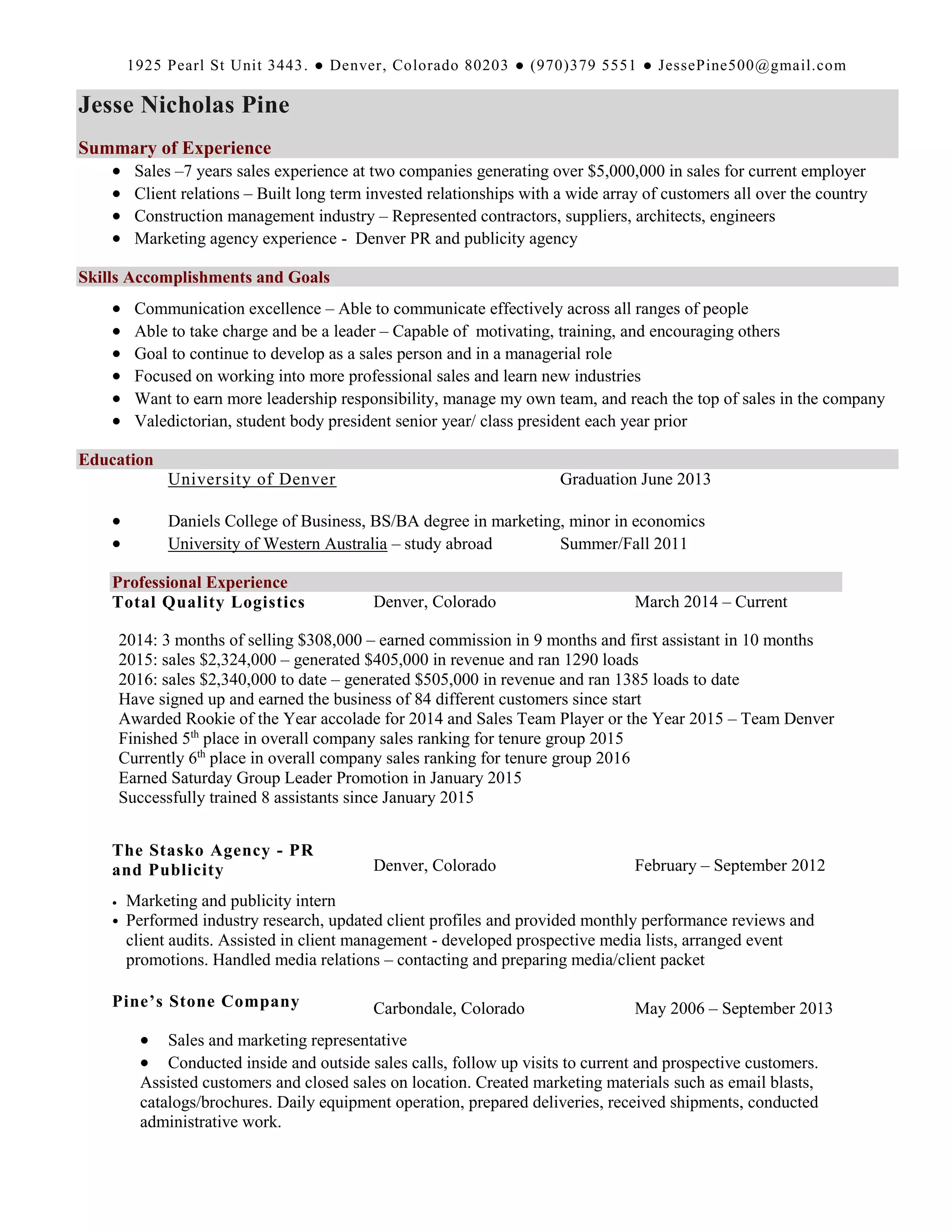 Resume - Jesse Pine 11-18 | PDF
