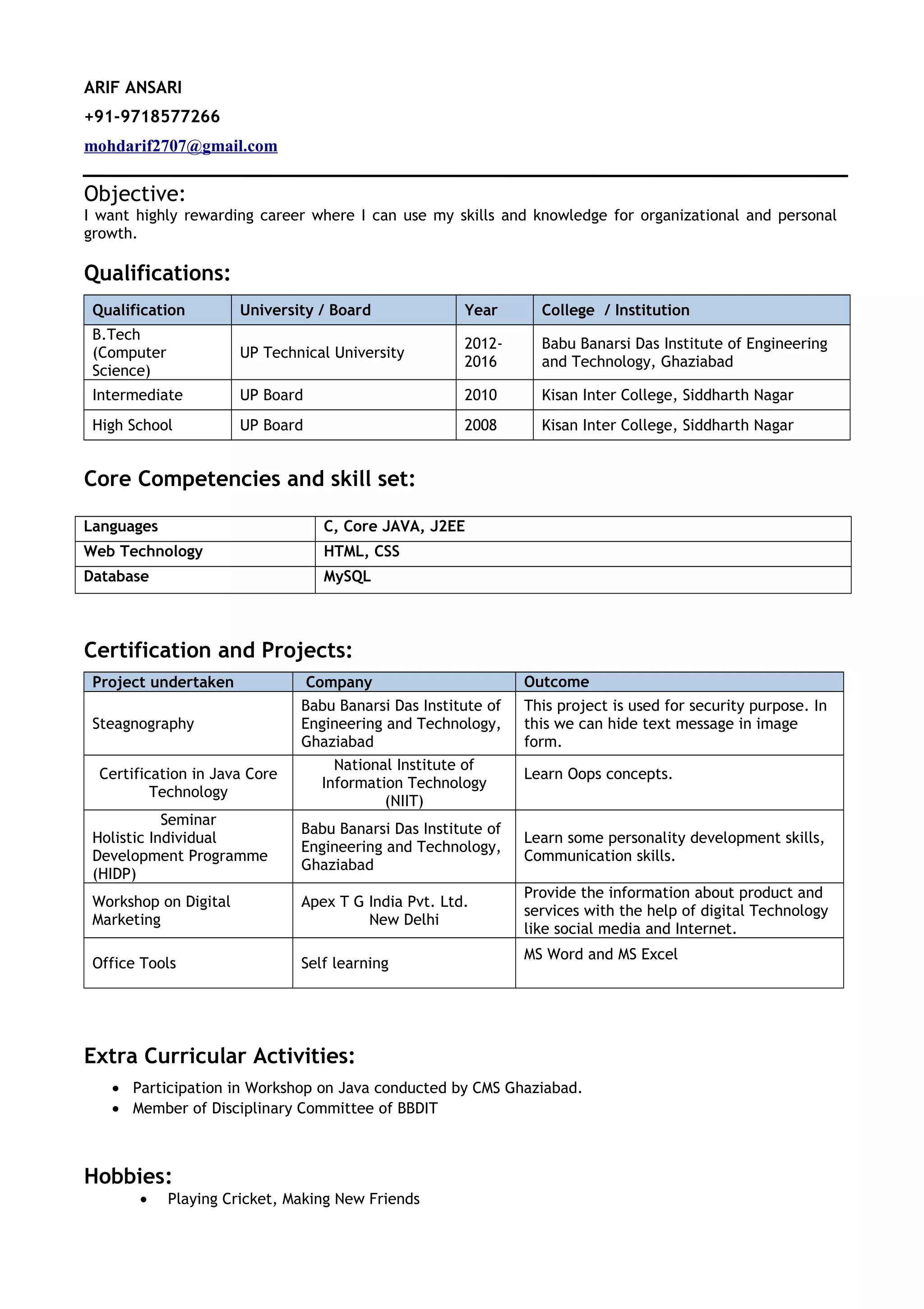 Arif resume | PDF