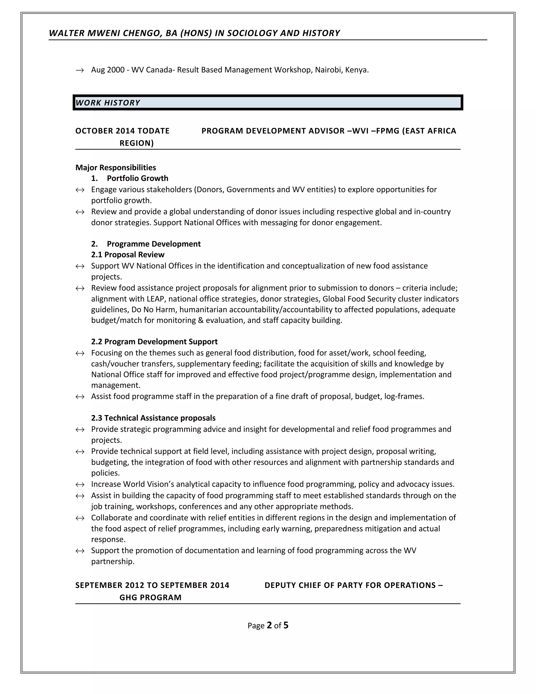 Walter M. Chengo Resume | DOC