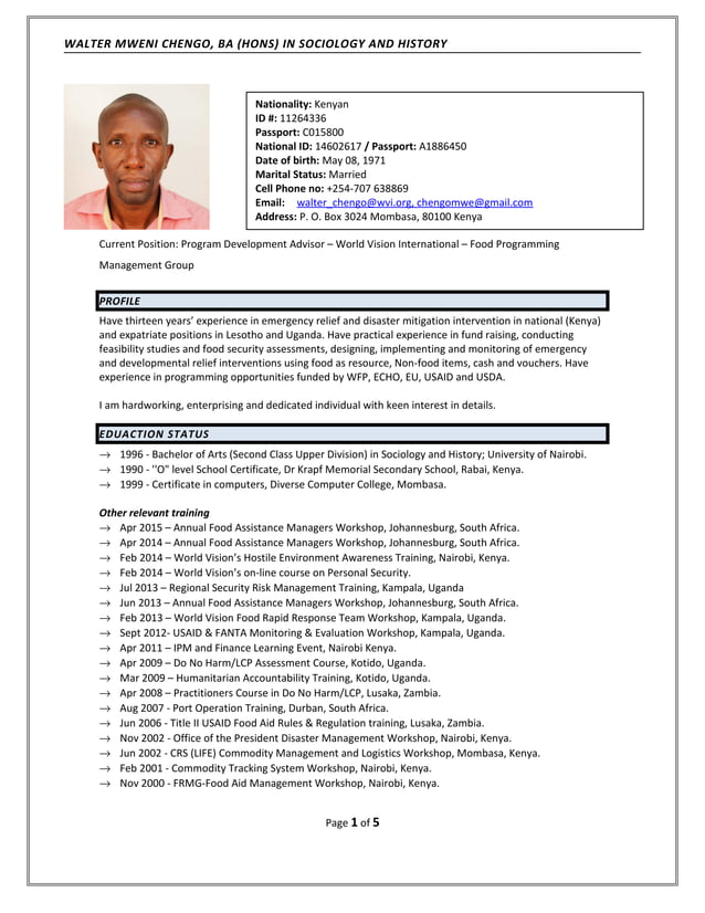 Walter M. Chengo Resume | DOC