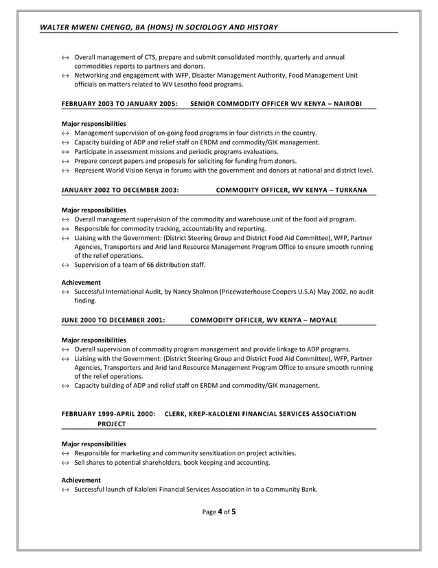 Walter M. Chengo Resume | DOC