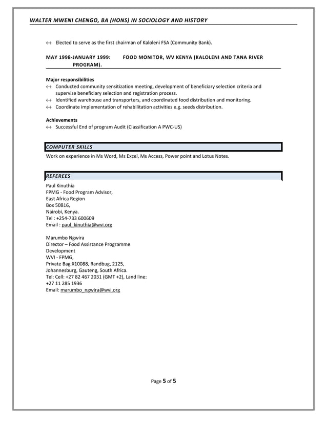 Walter M. Chengo Resume | DOC