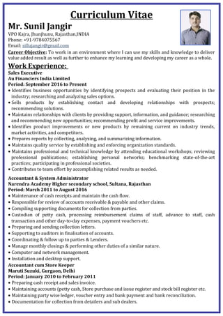 Sunil Jangir CV | DOC