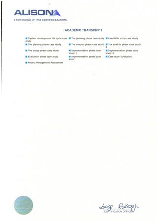 ACADEMIC TRANSCRIPT DIPLOMA IN PROJECT MANAGEMENT 2 | PDF