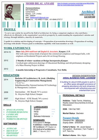 Ar. Mohd Bilal Ansari_CV | PDF