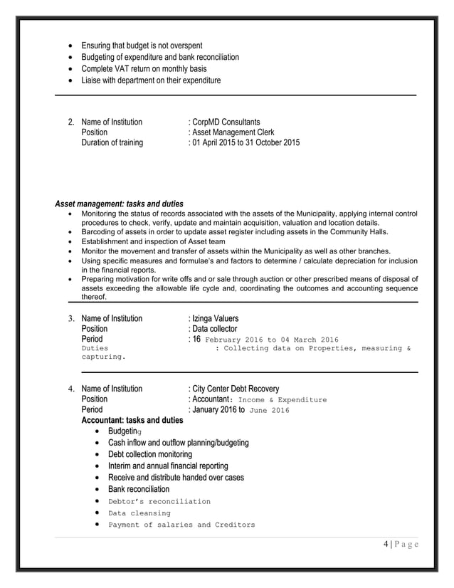CV of Molebatsi1 | DOC | Business Accounting & Finance | Business