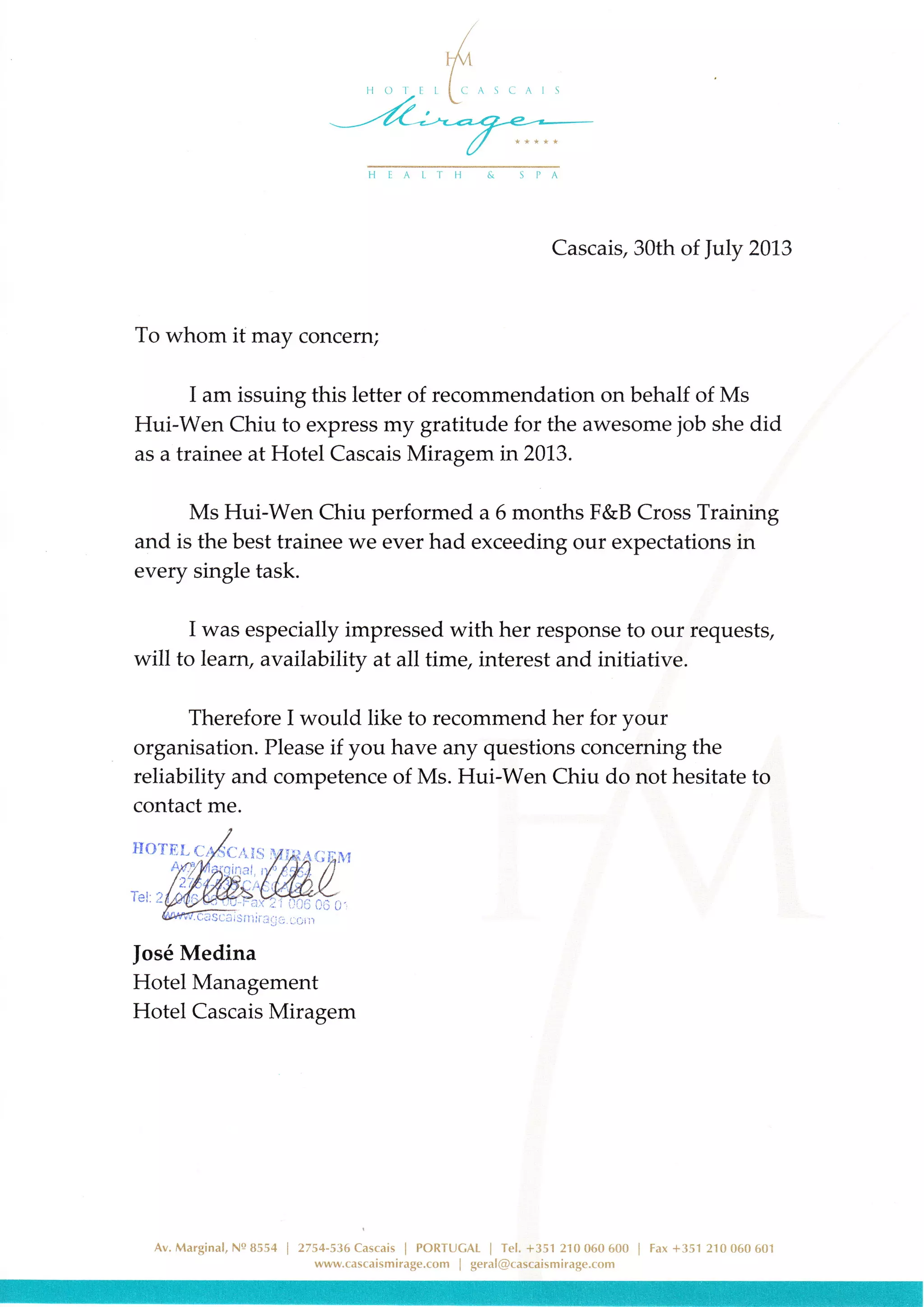 Recommandation Letter | PDF