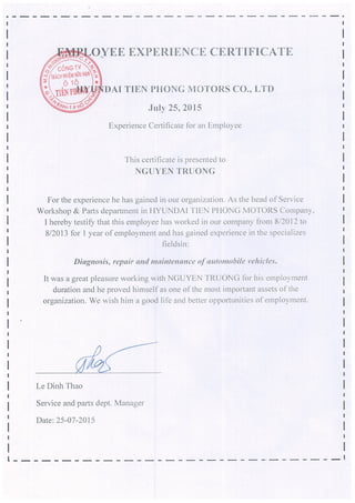 1st-year experience certificate | PDF