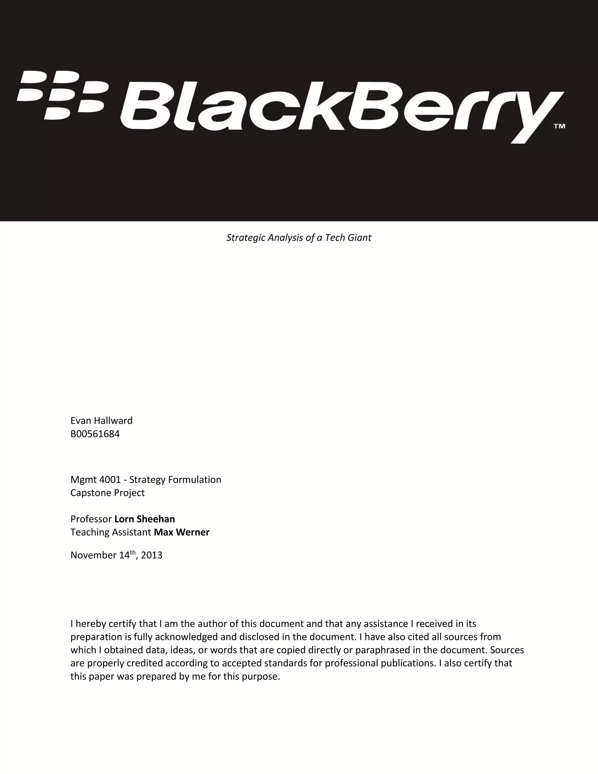 BlackBerry Case Study - November 2013 | PDF