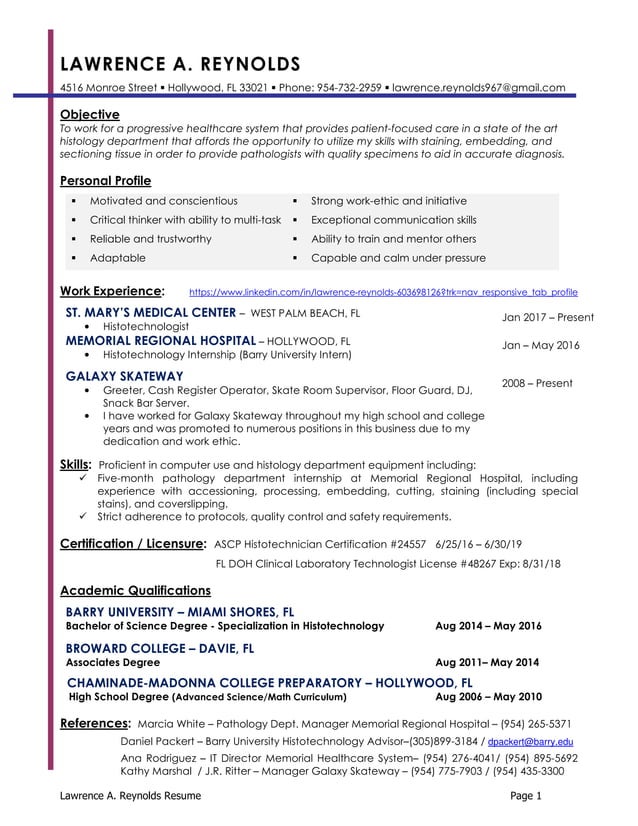 Lawrence Reynolds Resume 01-2017 | PDF
